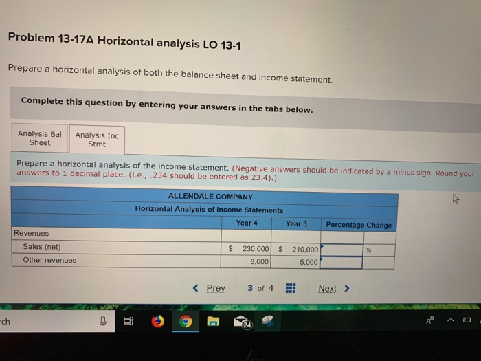 Solved Problem 13-17A Horizontal analysis LO 13-1 Prepare a | Chegg.com
