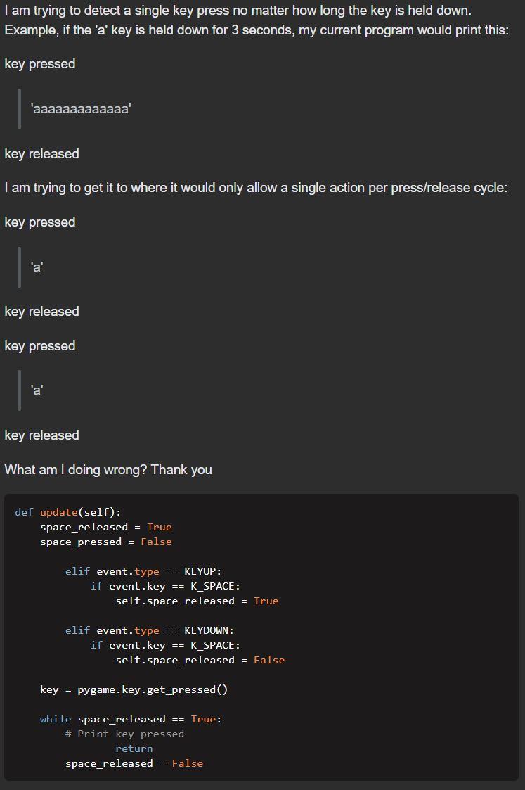 Solved I am trying to detect a single key press no matter | Chegg.com