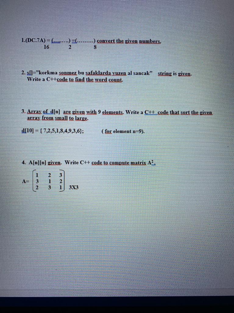 Solved 1.(DC.7A) = (.........) = .........) convert the | Chegg.com
