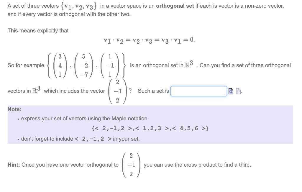Solved A set of three vectors {v1,v2,v3} in a vector space | Chegg.com