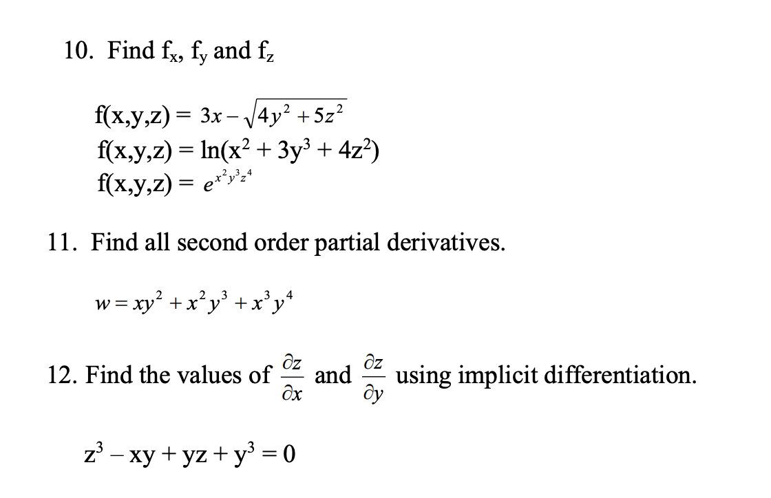 Solved 10. Find fx,fy and fz | Chegg.com