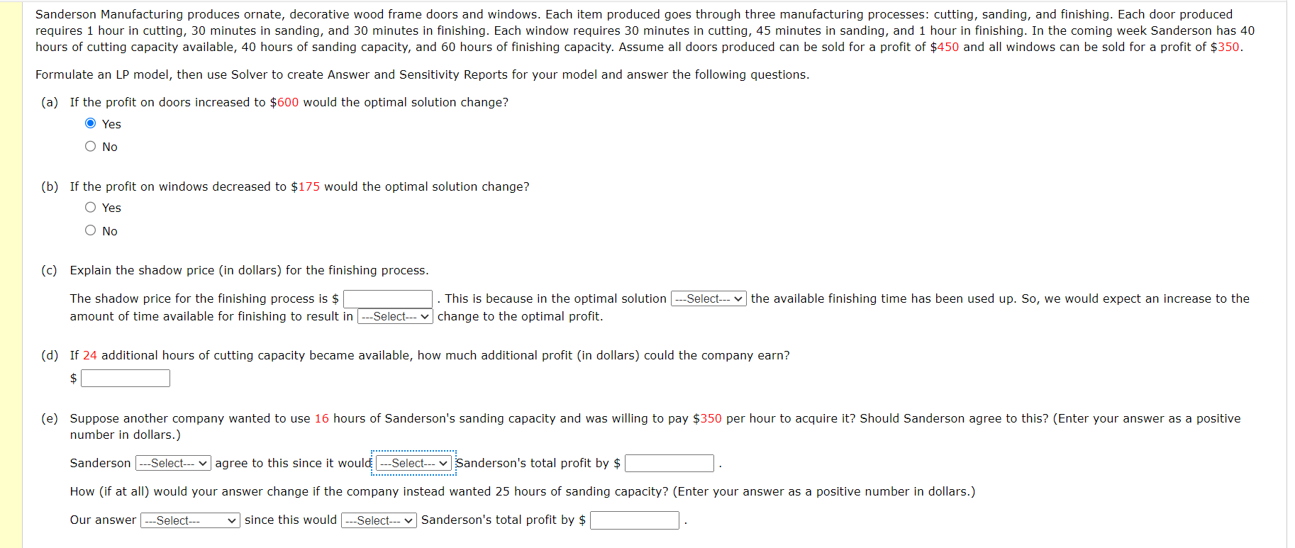 Solved Formulate an LP model, then use Solver to create | Chegg.com