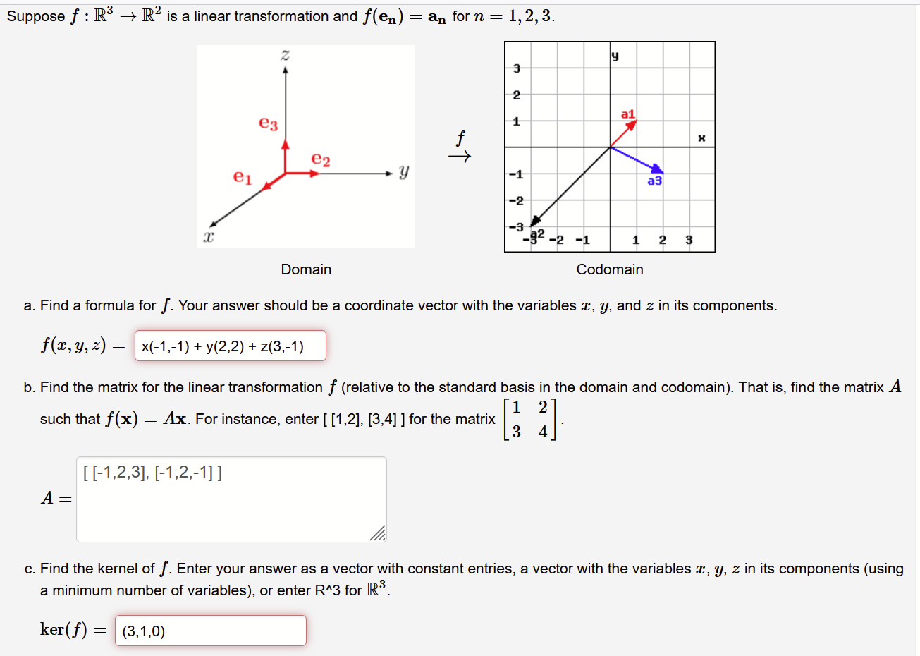Solved Suppose f:R3→R2 is a linear transformation and | Chegg.com