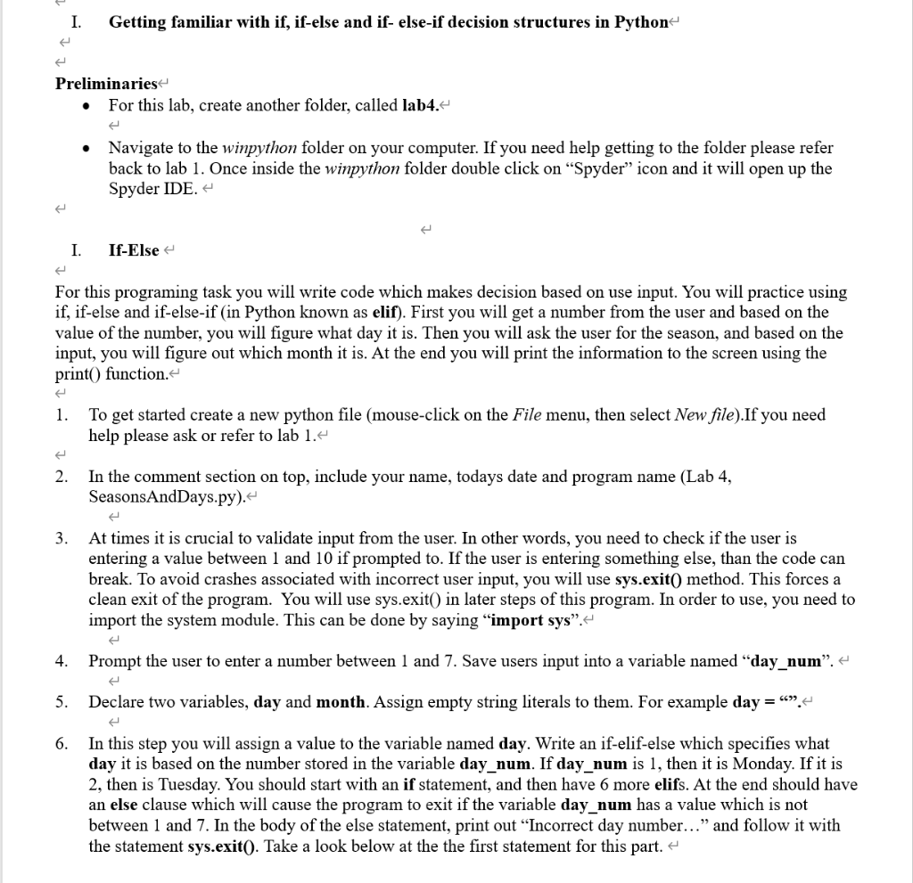 Solved I. Getting familiar with if, if-else and if-else-if | Chegg.com