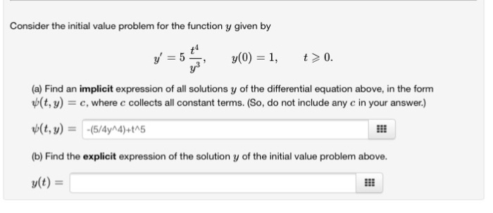 Solved Consider The Initial Value Problem For The Function Y