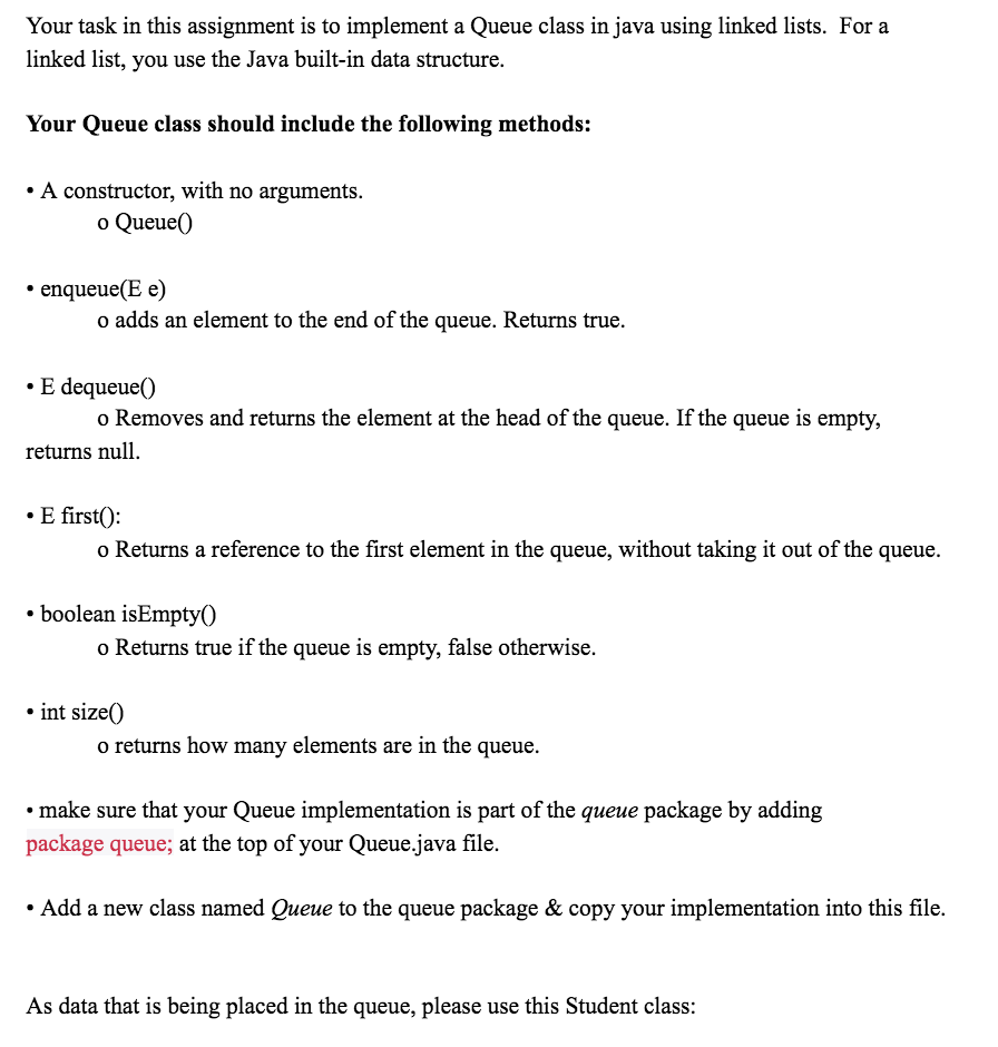Solved Your task in this assignment is to implement a Queue | Chegg.com