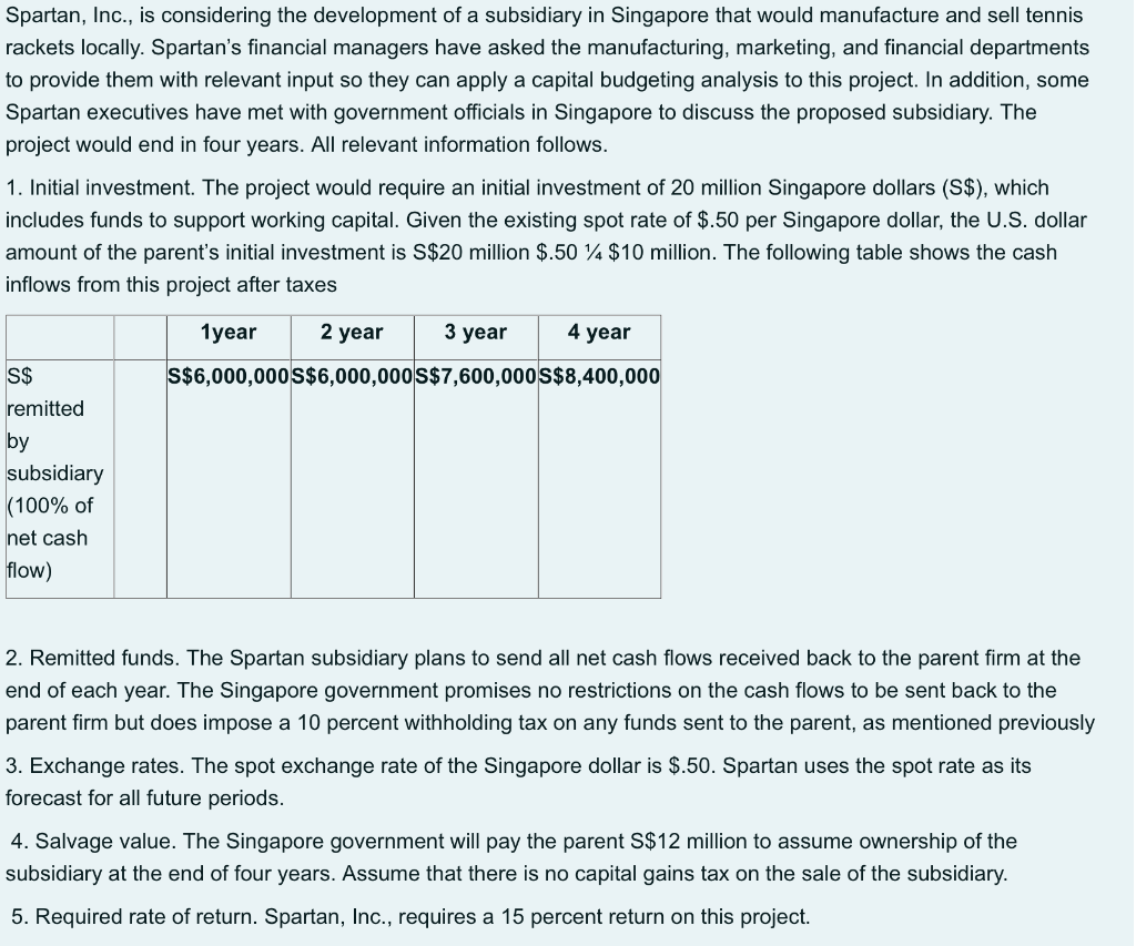 Solved Spartan, Inc., is considering the development of a | Chegg.com