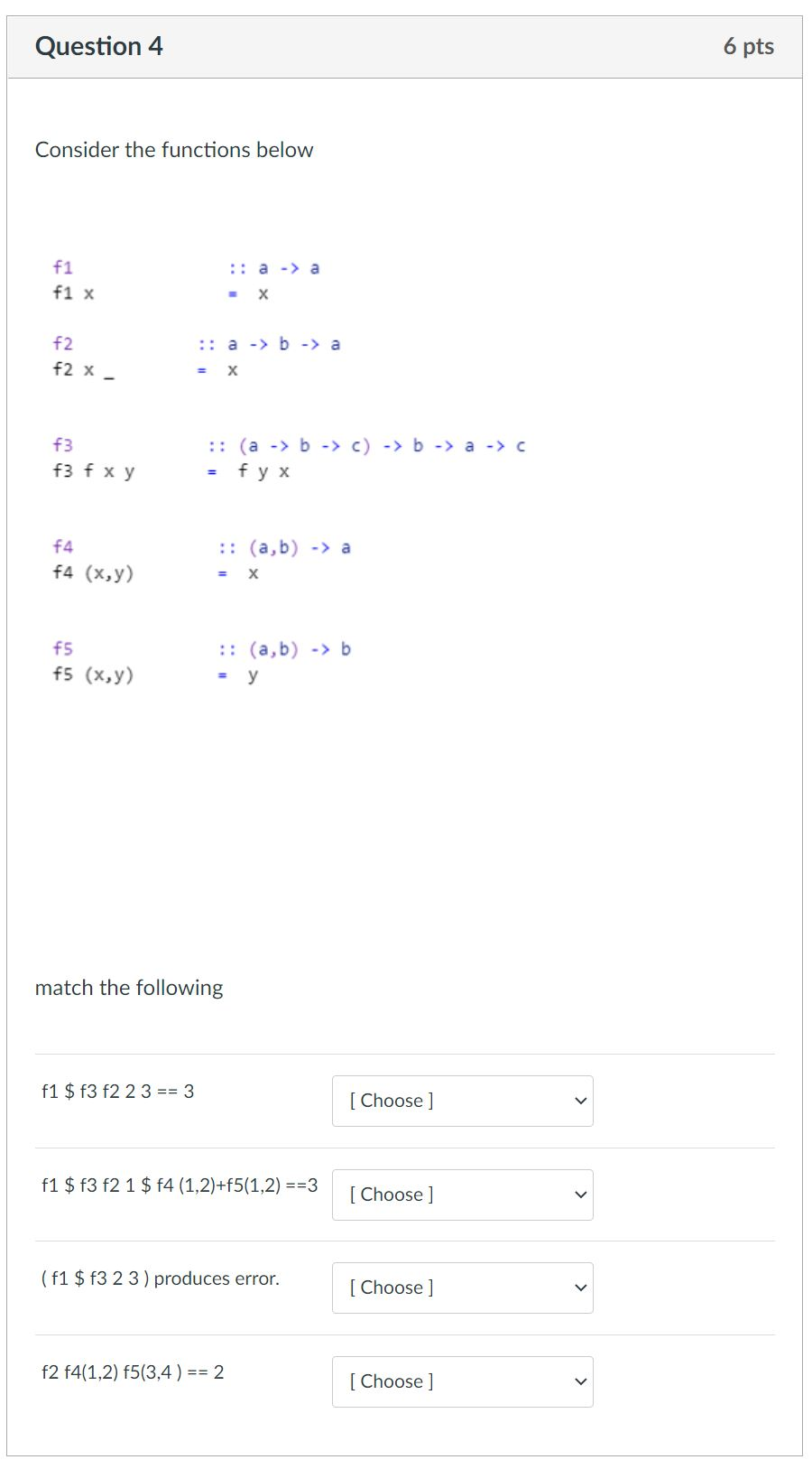 Solved Question 3 4 pts Consider the following function: | Chegg.com