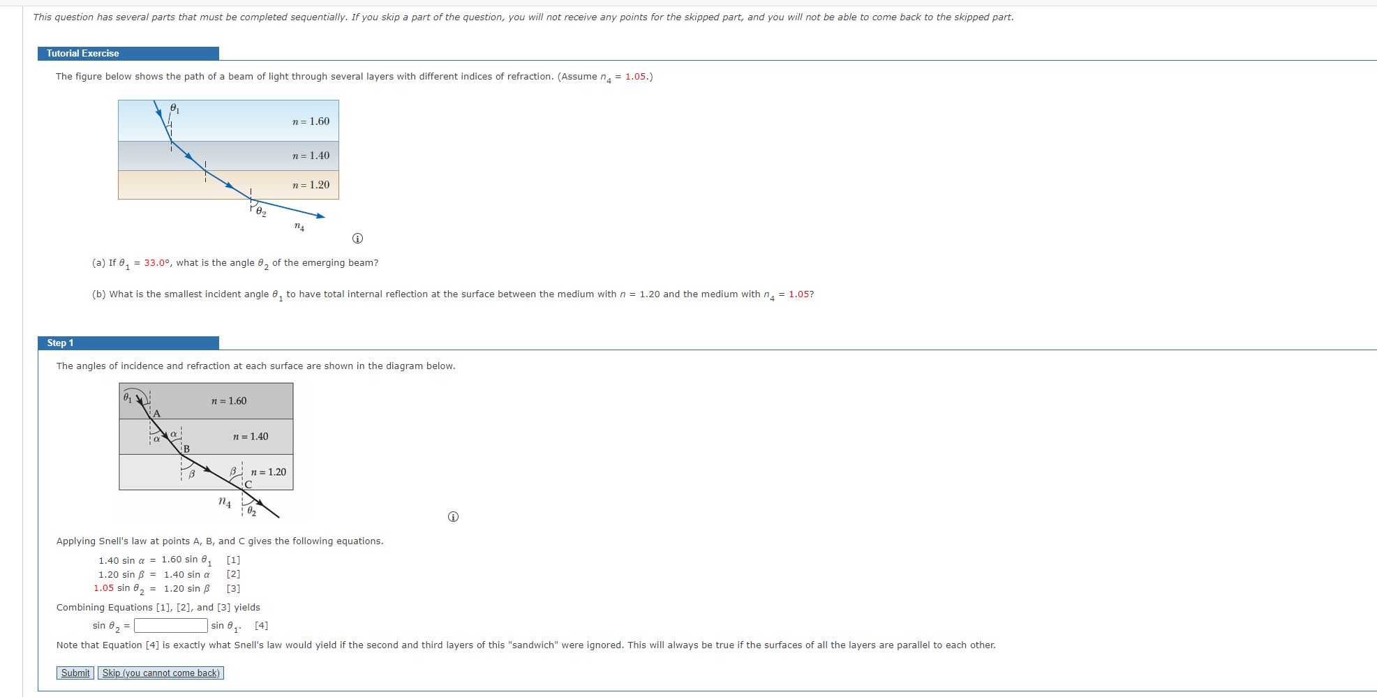 Solved The figure below shows the path of a beam of light | Chegg.com