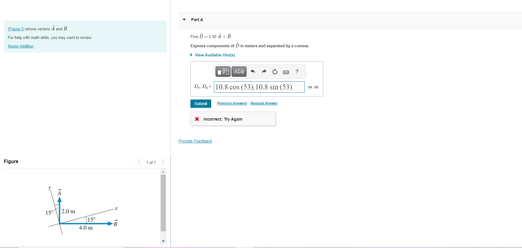 Solved (Figure 1) shows vectors A and B. For help with math | Chegg.com