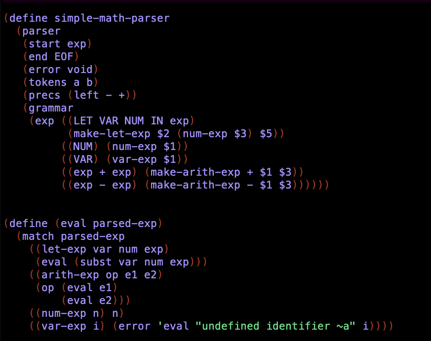 describe the parser.rkt file and write a description | Chegg.com