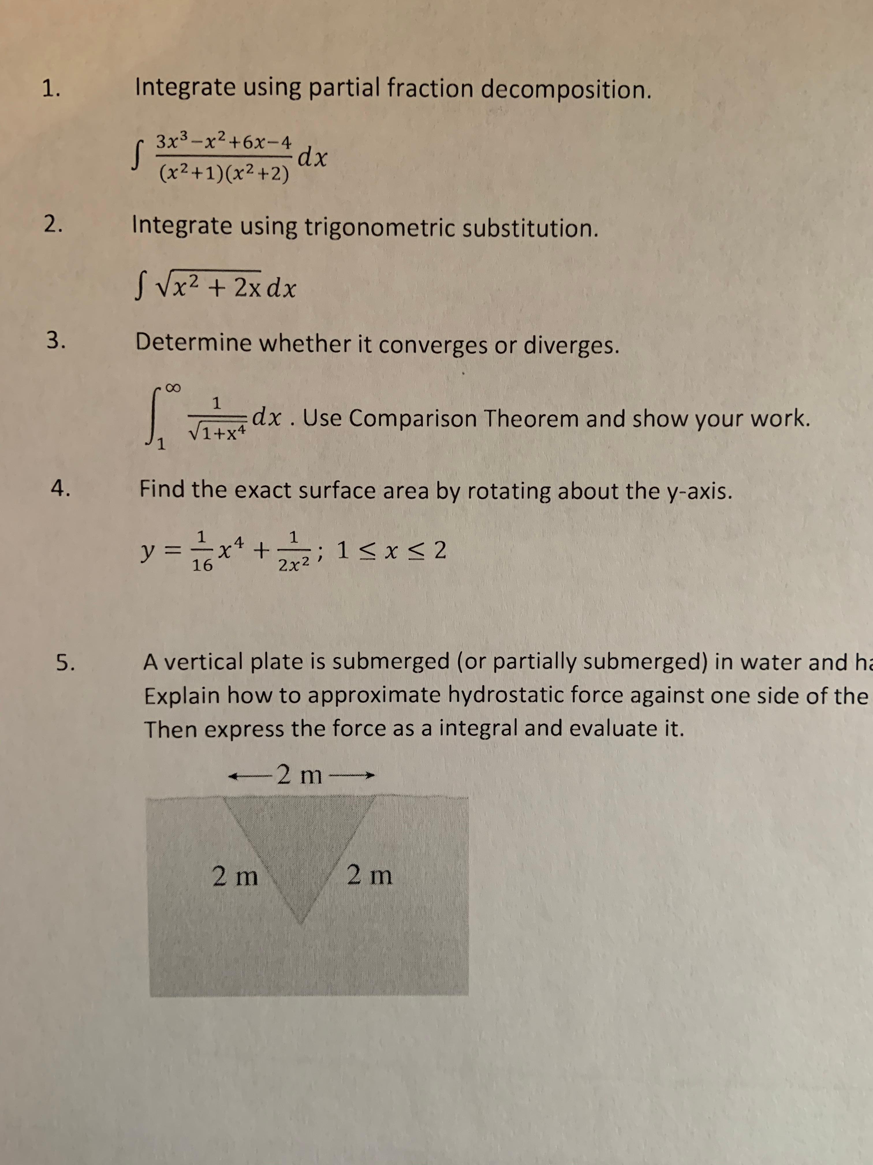 Solved 1. Integrate using partial fraction decomposition. | Chegg.com