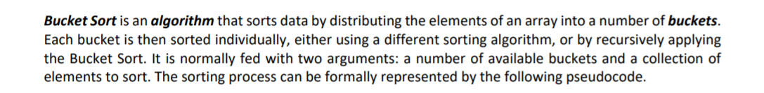 Solved Bucket Sort is an algorithm that sorts data by | Chegg.com