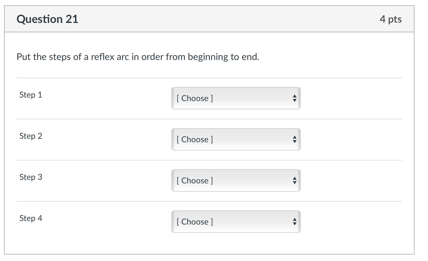 Solved Question 21Put the steps of a reflex arc in order | Chegg.com