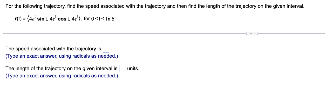 Solved For the following trajectory, find the speed | Chegg.com