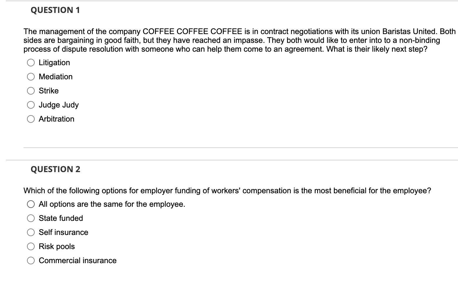 Solved QUESTION 1 The management of the company COFFEE | Chegg.com