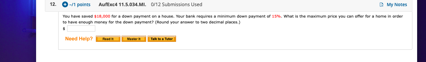 Solved 12. + -/1 points AufExc4 11.5.034.MI. 0/12 | Chegg.com