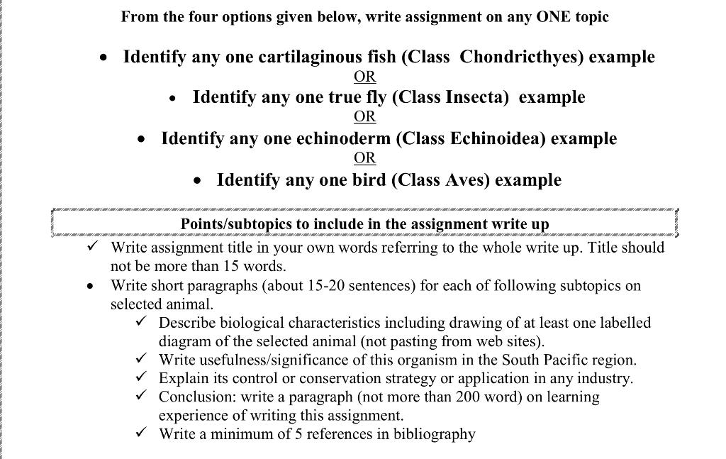 Solved From the four options given below, write assignment | Chegg.com