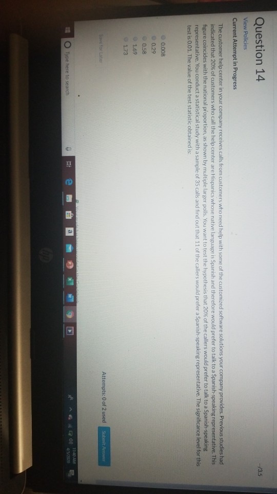 Solved Question 14 --/3.5 View Policies Current Attempt in | Chegg.com