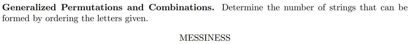 Solved Generalized Permutations and Combinations. Determine | Chegg.com