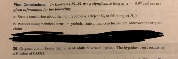 Solved Final Conclusions. In Exercises 25-28, use a | Chegg.com Solved Final Conclusions. In Exercises 25-28, use a | Chegg.com