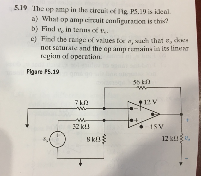 Solved 5.19 The op amp in the circuit of Fig. P5.19 is | Chegg.com