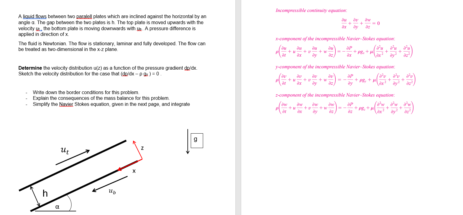 Solved A liquid flows between two paralell plates which are | Chegg.com
