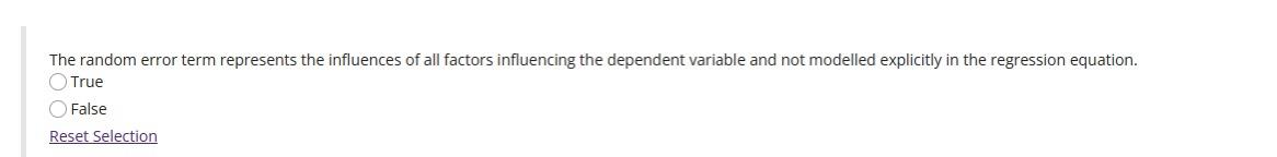 Solved The random error term represents the influences of | Chegg.com