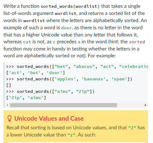 Solved: Write Function Sortedwords Wordlist Takes Single L