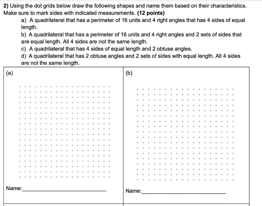 Solved 2) Using the dot grids below draw the following | Chegg.com
