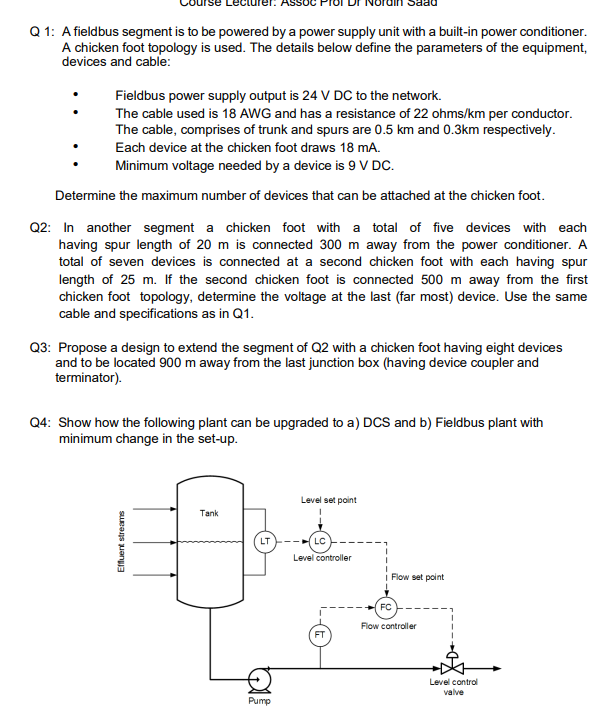 Solved Q 1: A fieldbus segment is to be powered by a power | Chegg.com