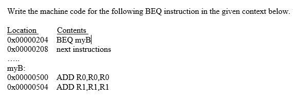 Solved Write the machine code for the following BEQ | Chegg.com