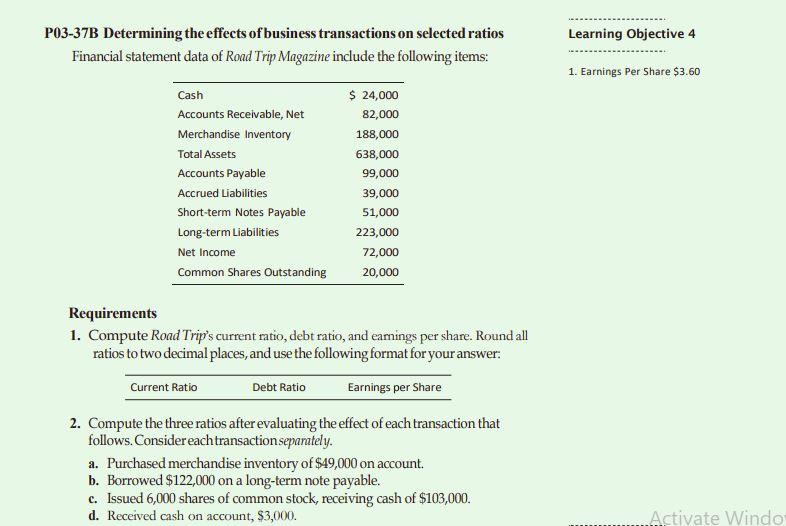 Solved P03-37B Determining the effects of business | Chegg.com
