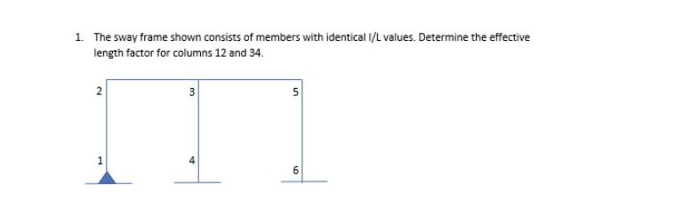 Solved 1. The sway frame shown consists of members with | Chegg.com