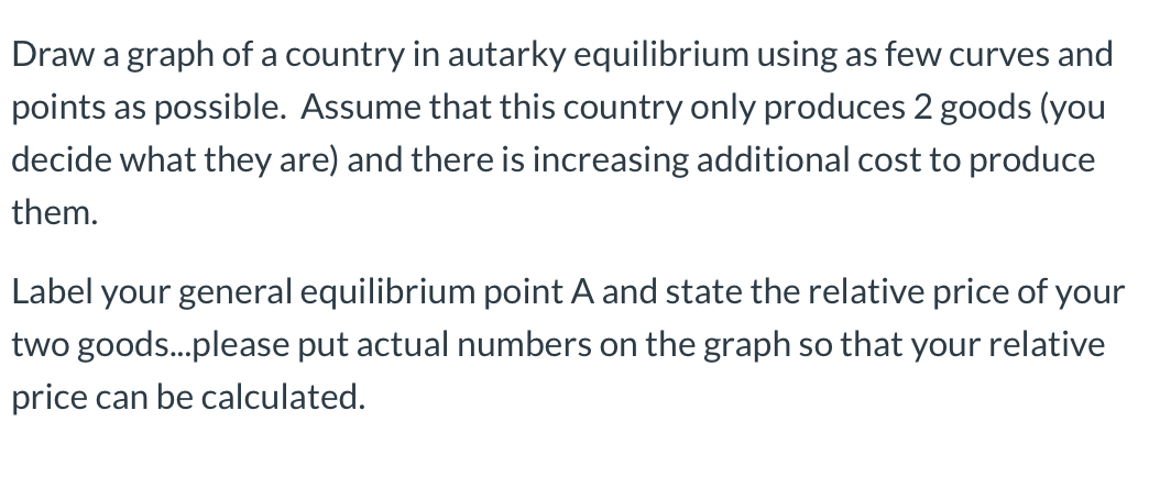 Solved Draw a graph of a country in autarky equilibrium | Chegg.com