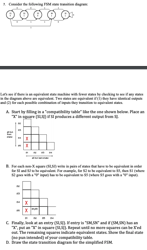 Solved Consider the following FSM state transition diagram: | Chegg.com
