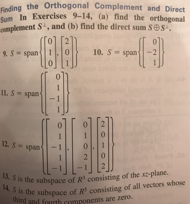 Solved indingt Sum complement S, and (b) the Orthogonal | Chegg.com