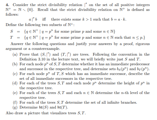 4. Consider the strict divisibility relation 1 on the | Chegg.com