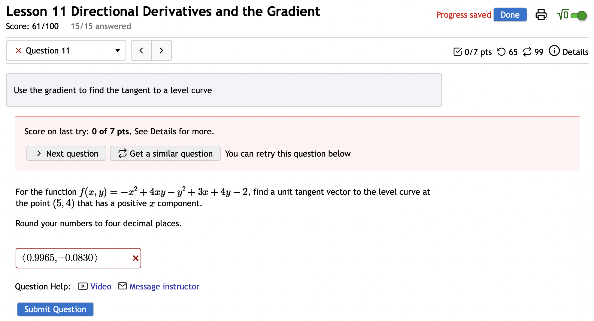 Solved Lesson 11 Directional Derivatives and the Gradient | Chegg.com