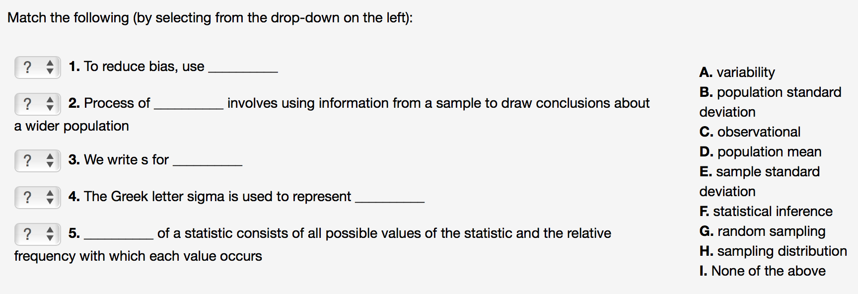 Solved Match the following (by selecting from the drop-down | Chegg.com