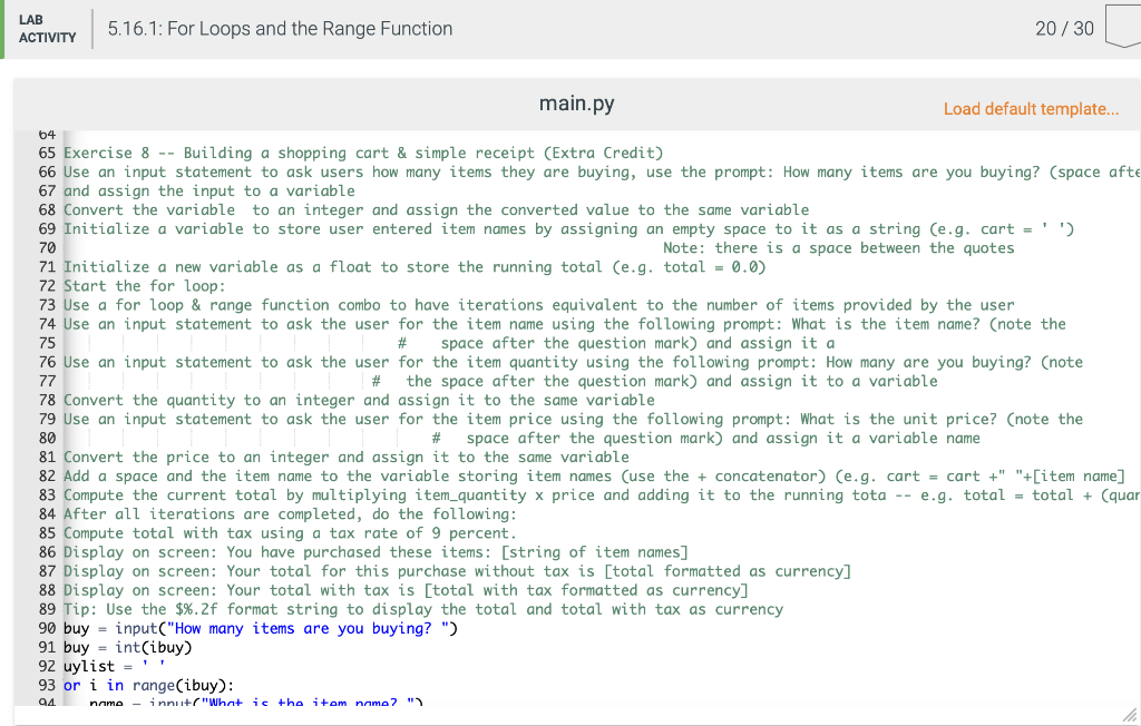 Solved LAB ACTIVITY 5.16.1: For Loops and the Range Function | Chegg.com