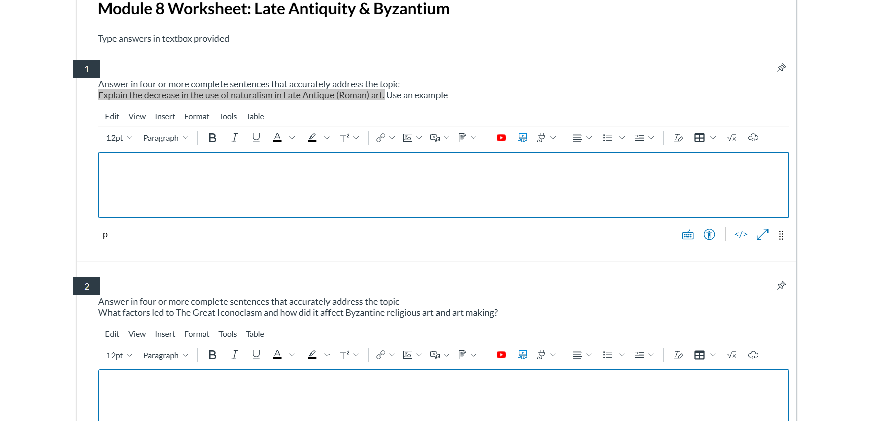 Solved Module 8 ﻿Worksheet: Late Antiquity & Byzantium | Chegg.com