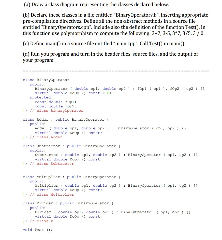 Solved (a) Draw a class diagram representing the classes | Chegg.com