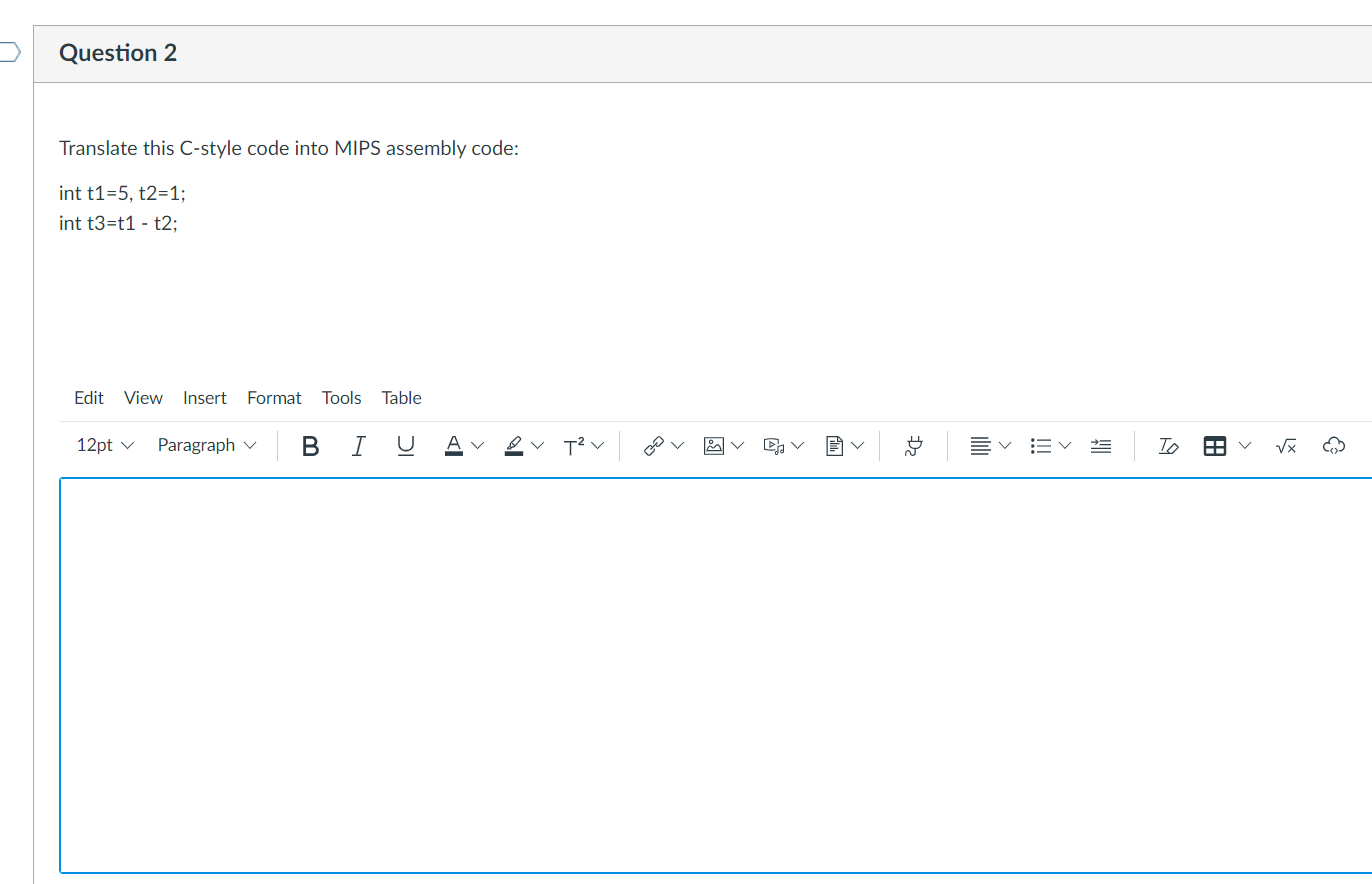 Solved Question 2 Translate this C-style code into MIPS | Chegg.com