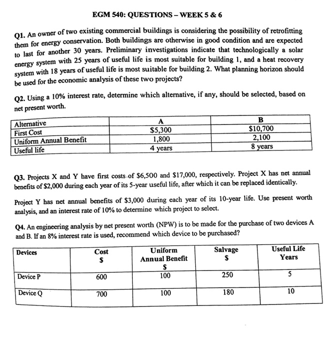 Solved EGM 540: QUESTIONS-WEEK 5 &6 Q1. An owner them to | Chegg.com