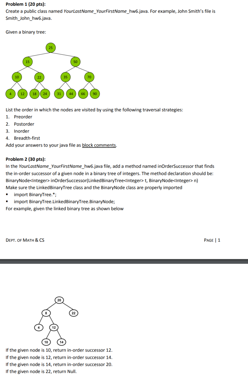 Solved Problem 1 (20 pts): Create a public class named Your | Chegg.com