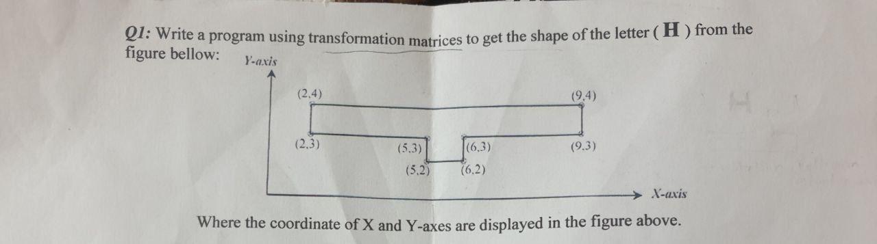 Solved Q1: Write a program using transformation matrices to | Chegg.com