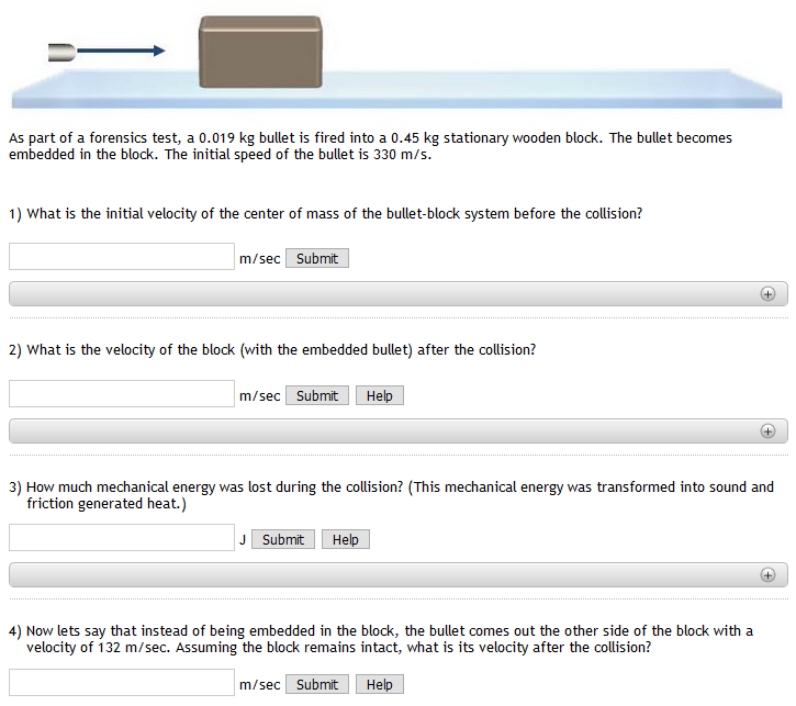 Solved As part of a forensics test, a 0.019 kg bullet is | Chegg.com