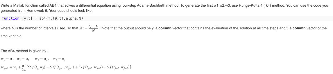 Write A Matlab Function Called Ab4 That Solves A 7166