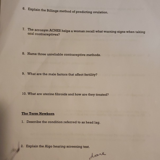 Solved 6. Explain the Billings method of predicting | Chegg.com